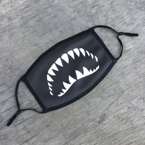 Shark Teeth Face Mask, Reusable Cotton Face Mask With Elastic Ear Loop ...