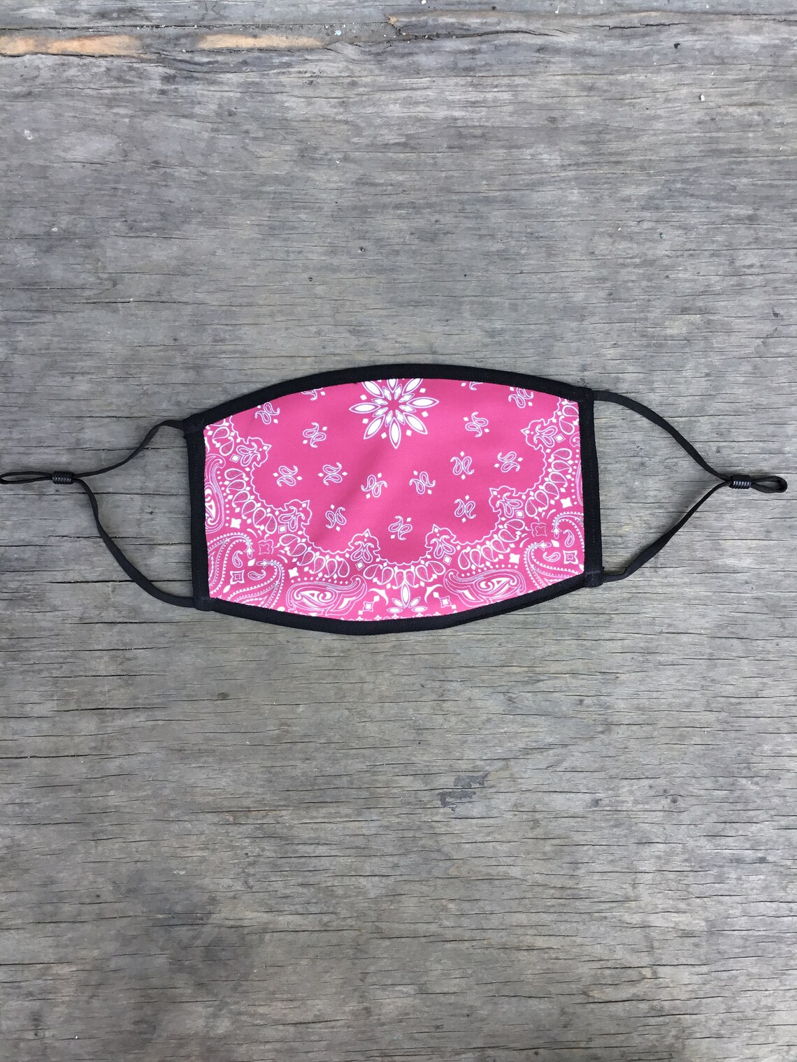 Pink Bandana Face Mask, Reusable Cotton Face Mask With Elastic Ear Loop ...