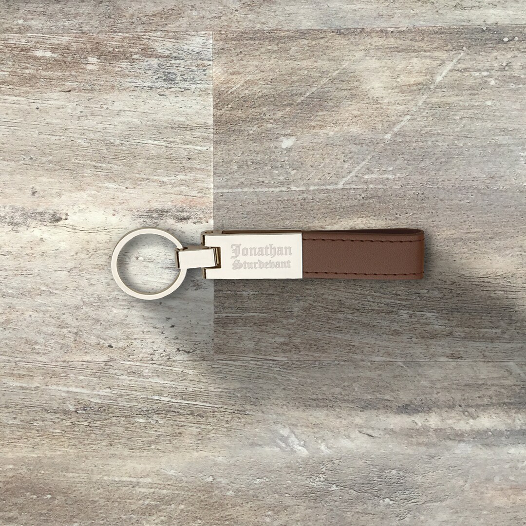 Groomsman Gift, Personalized Leather & Silver Plated Latch Keyring ...