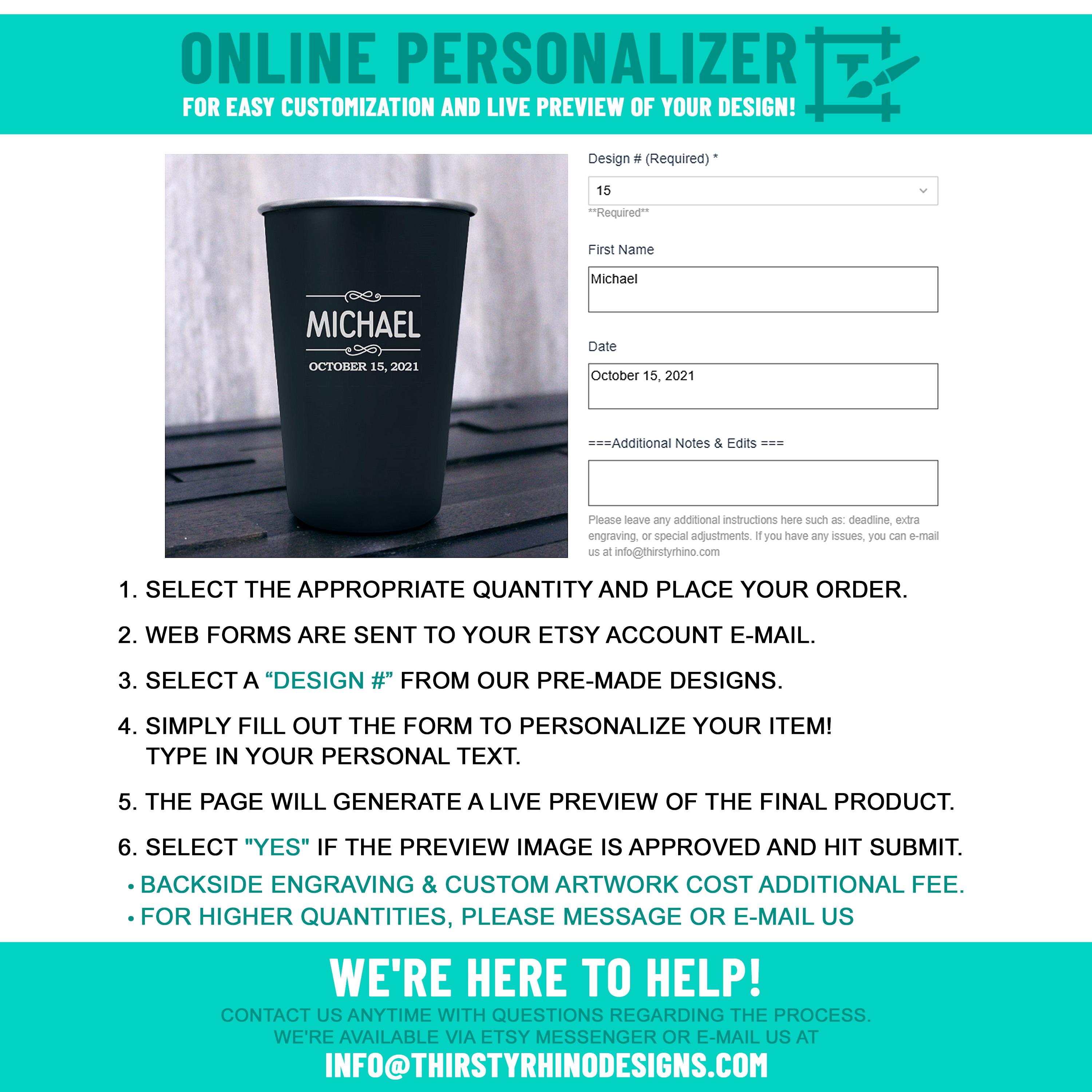 Personalized Black Stainless Steel Pint Glass Cup - Custom Pint Glass ...