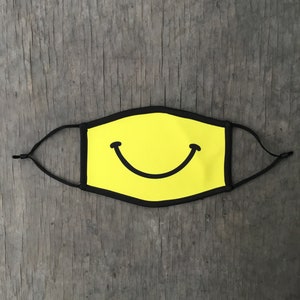 Smiley Face Happy Face Mask, Reusable Cotton Face Mask With Elastic Ear ...
