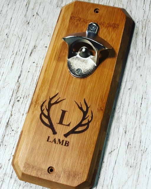 Personalized Bamboo Wall Mounted Bottle Opener Engraved - Etsy