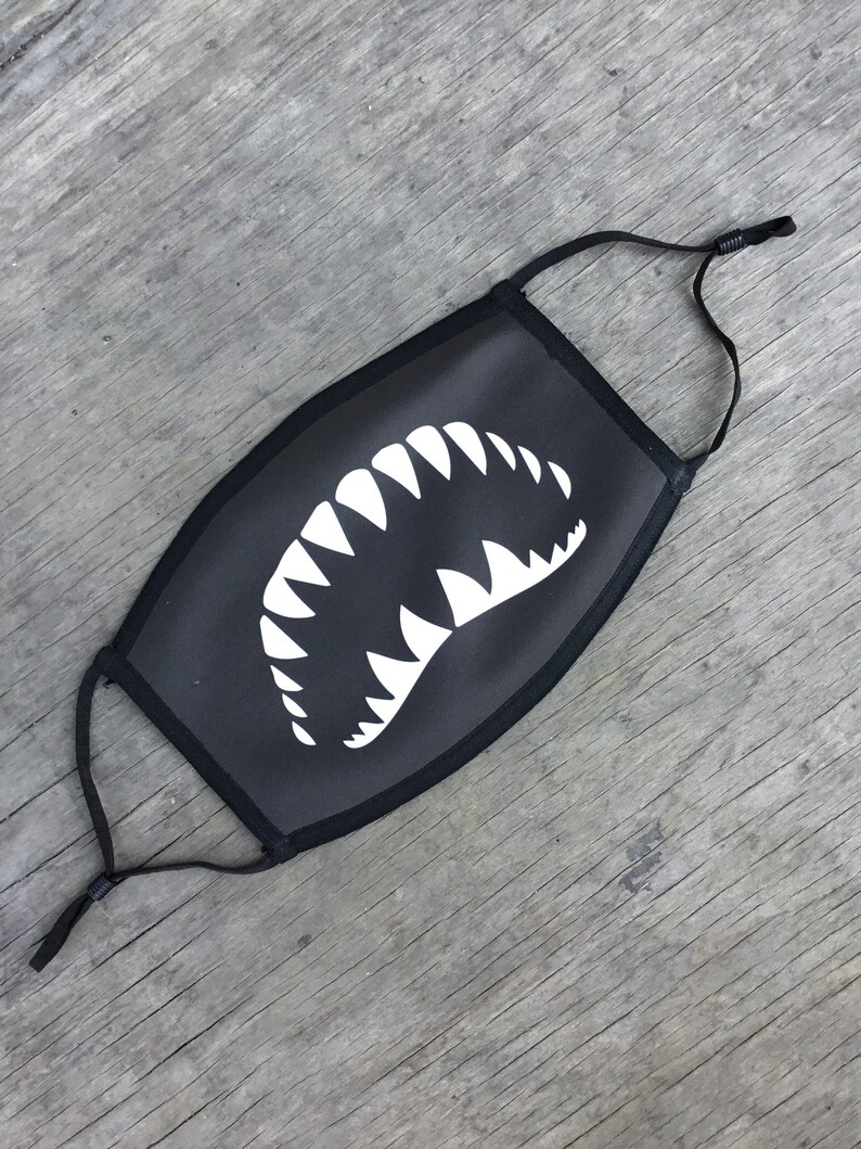 Shark Teeth Face Mask Reusable Cotton Face Mask With Elastic - Etsy