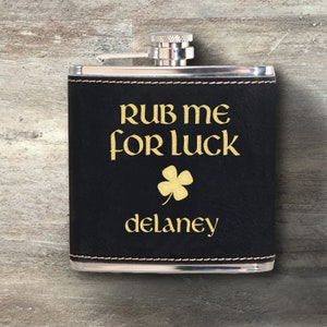 St. Patrick's Day Leather Hip Flask, Personalized Custom Engraved Flask ...