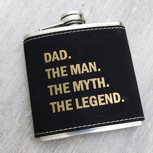 Gift for Dad, Personalized Leather Hip Flask, Custom Engraved Flask, 6 ...