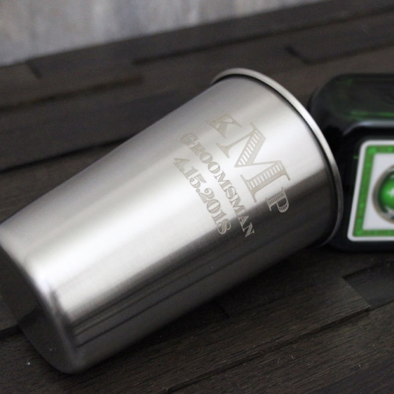 Personalized Silver Stainless Steel Pint Glass Cup - Custom Pint Glass ...