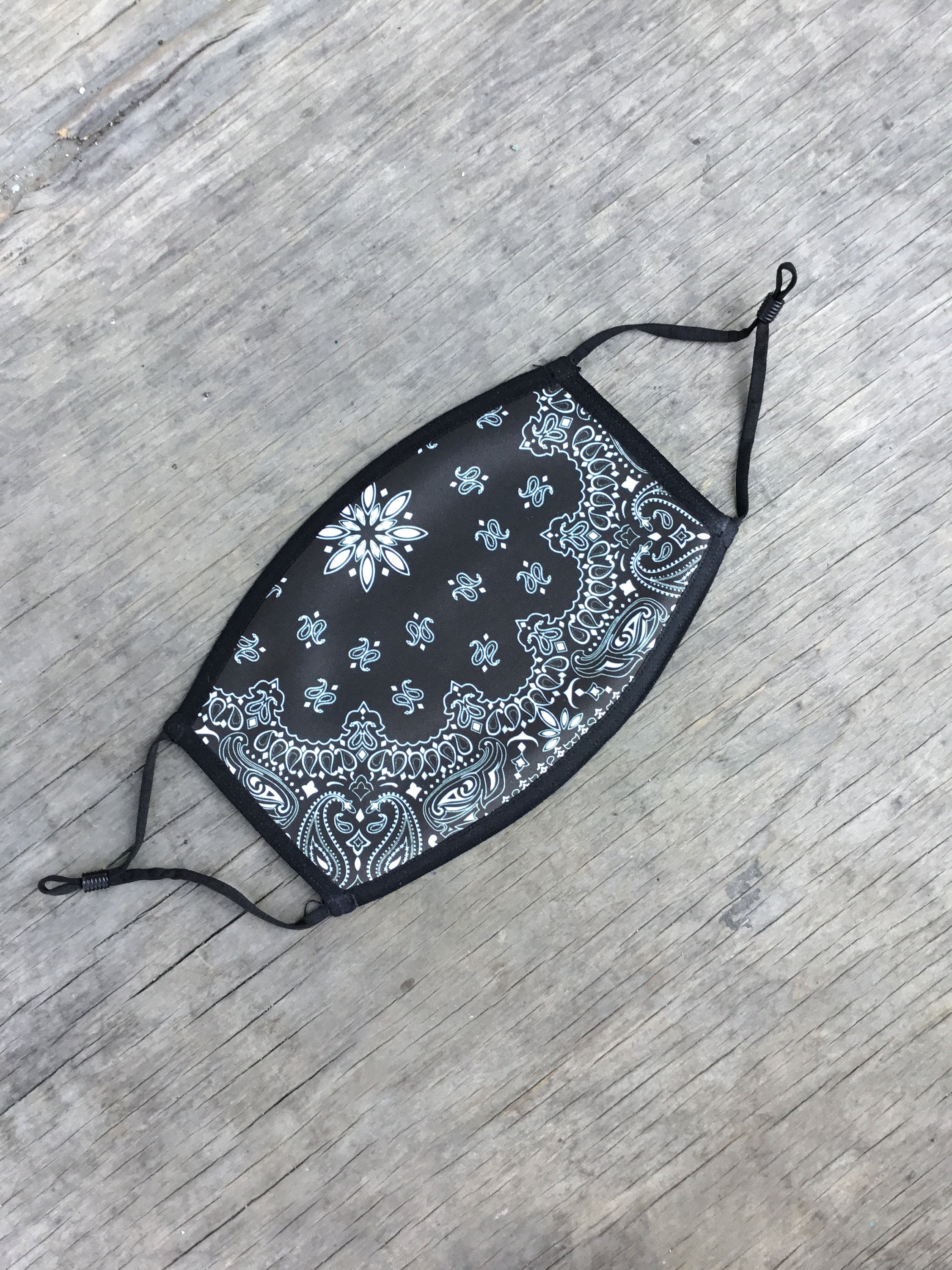 Black Bandana Face Mask Reusable Cotton Face Mask With | Etsy