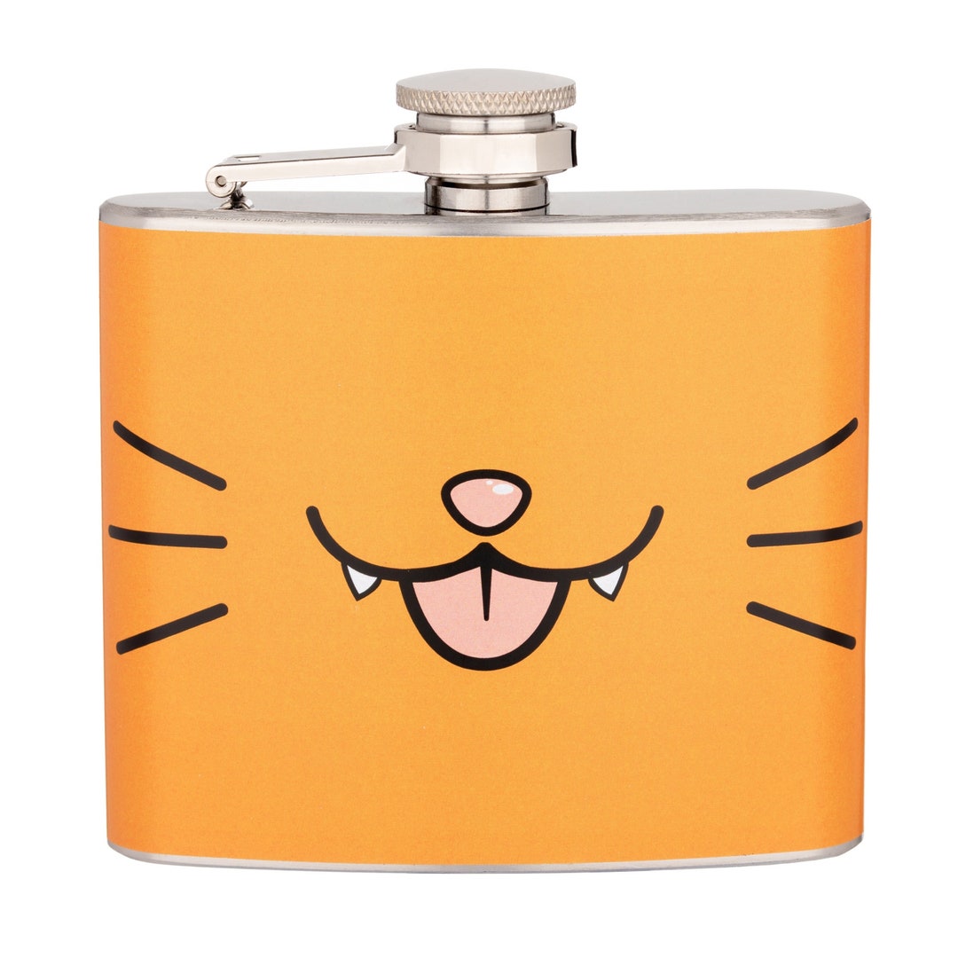Cartoon Cat Mouth Orange 5 Oz. Stainless Steel Flask, Party Favor ...