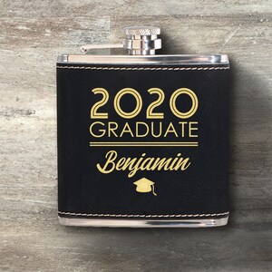 Graduation Gift, Personalized Leather Hip Flask, Custom Engraved 6 Oz ...