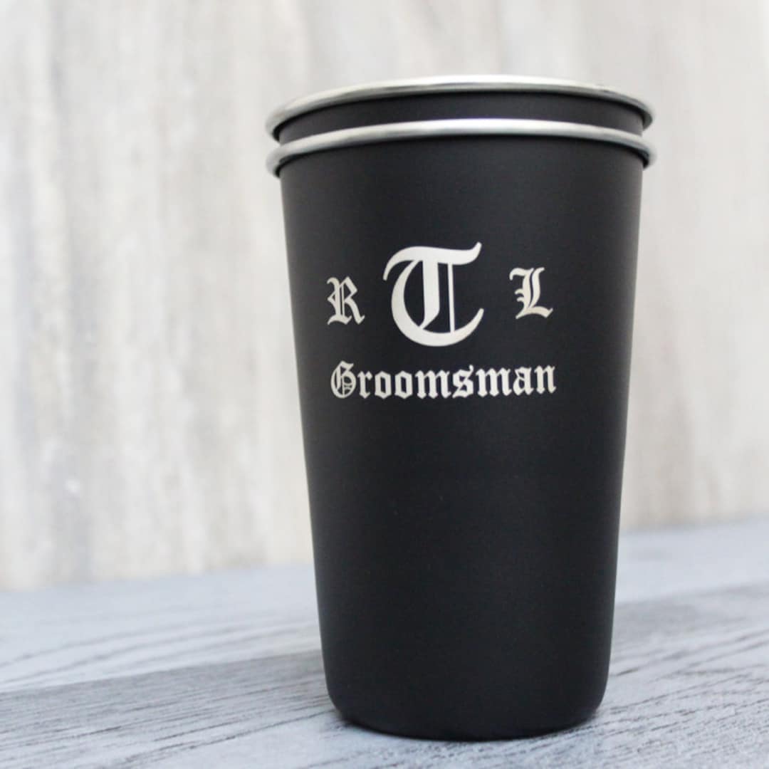 Personalized Black Stainless Steel Pint Glass Cup - Custom Pint Glass ...