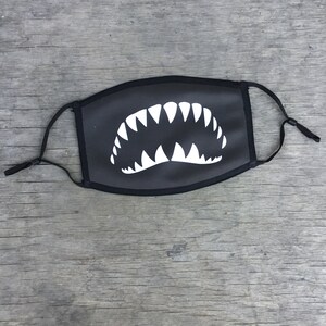 Shark Teeth Face Mask, Reusable Cotton Face Mask With Elastic Ear Loop ...