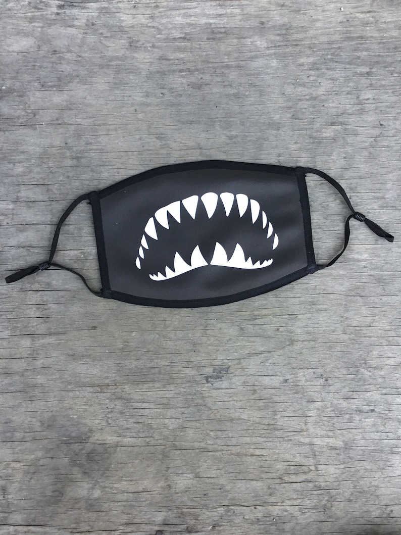 Shark Teeth Face Mask Reusable Cotton Face Mask With Elastic - Etsy