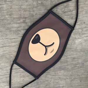 Cartoon Bear Face Mask, Reusable Cotton Face Mask With Elastic Ear Loop ...