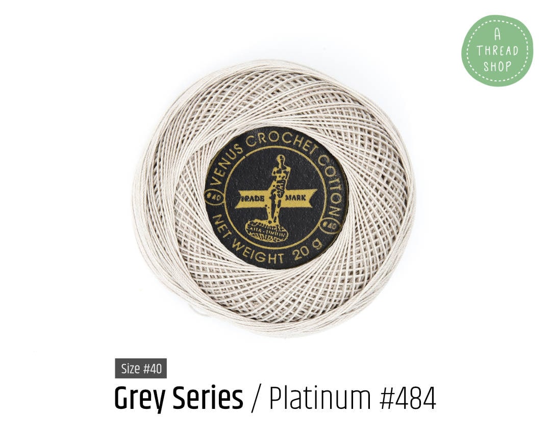 Cotton Thread Size #40 - Platinum #484 - Grey Series - VENUS Crochet ...
