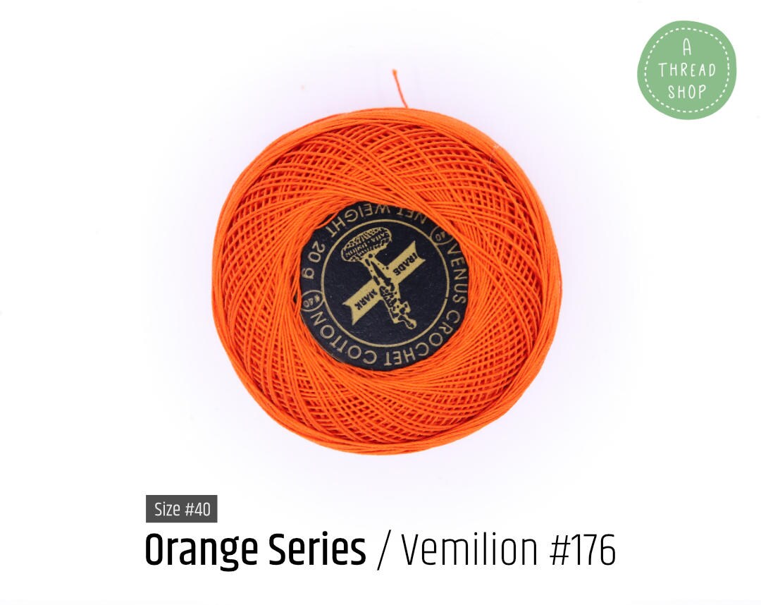 Cotton Thread Size #40 - Vermilion #176 - Orange Series - VENUS Crochet ...