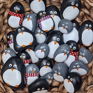 Penguin Painted Rocks - Etsy