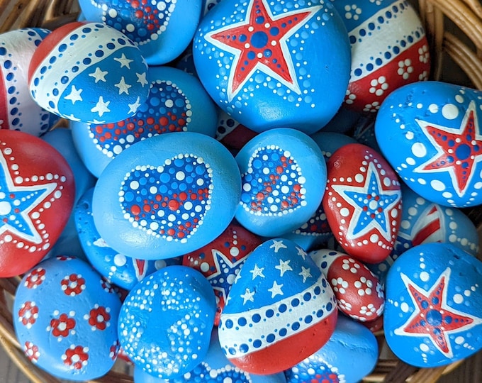 Patriotic Painted Rocks - Etsy