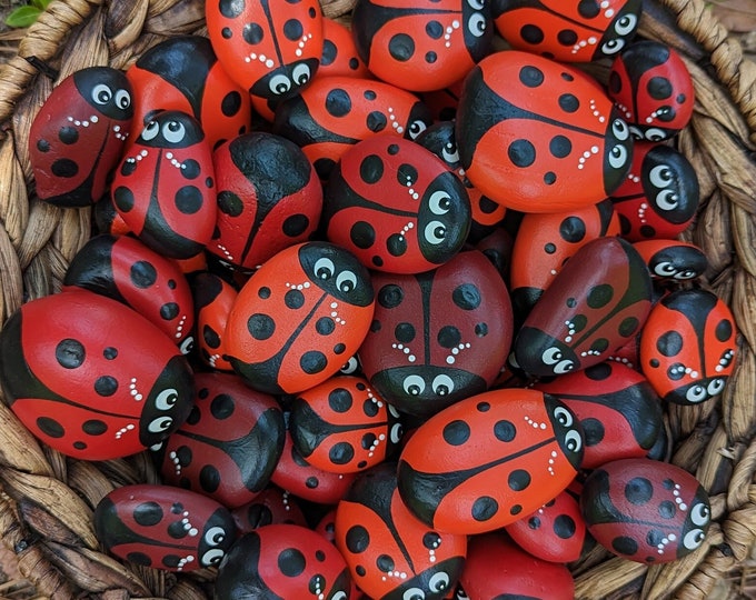 Ladybug Painted Rocks - Etsy