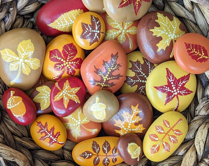 Autumn Leaf Painted Rocks - Etsy