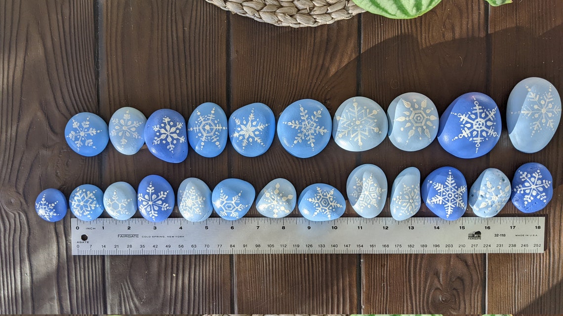 Snowflake Painted Rocks - Etsy