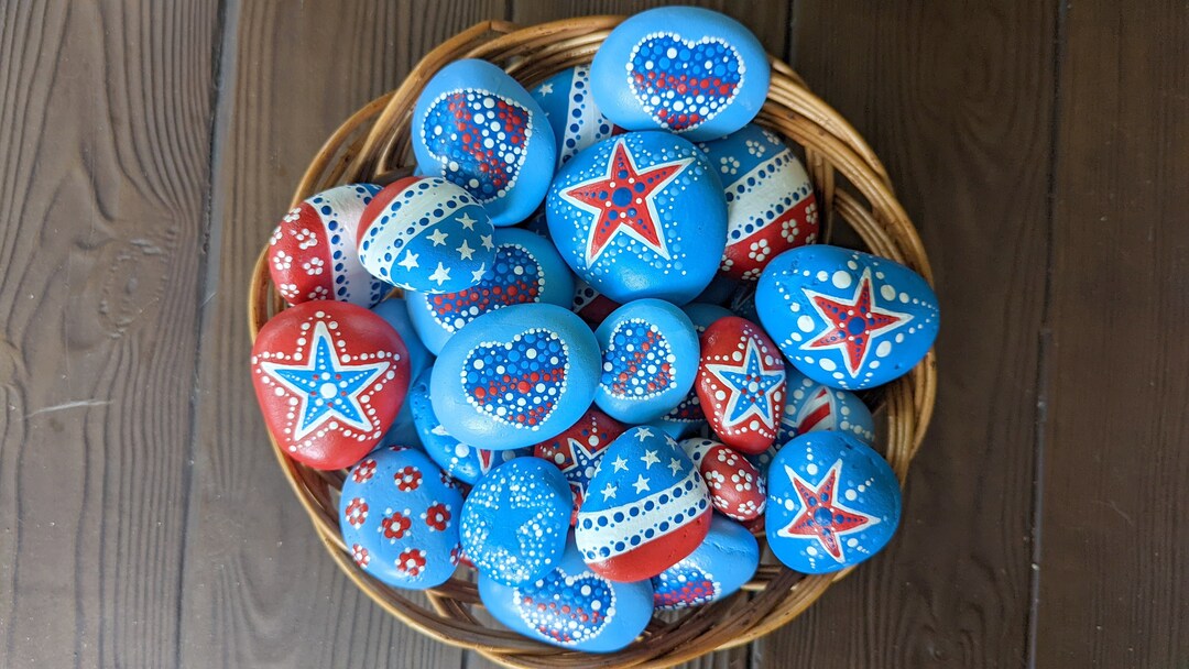 Patriotic Painted Rocks - Etsy