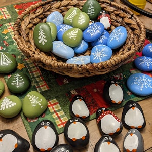 Snowflake Painted Rocks - Etsy
