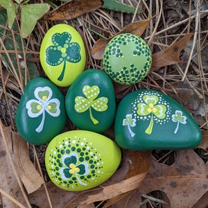 Shamrock Painted Rocks - Etsy
