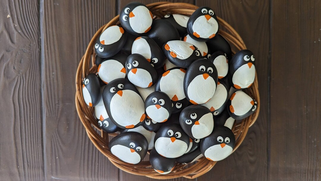 Penguin Painted Rocks - Etsy