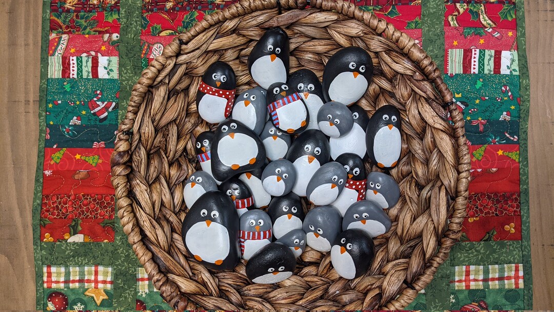 Penguin Painted Rocks - Etsy