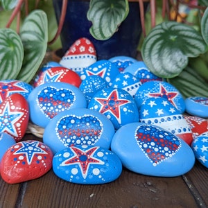 Patriotic Painted Rocks - Etsy