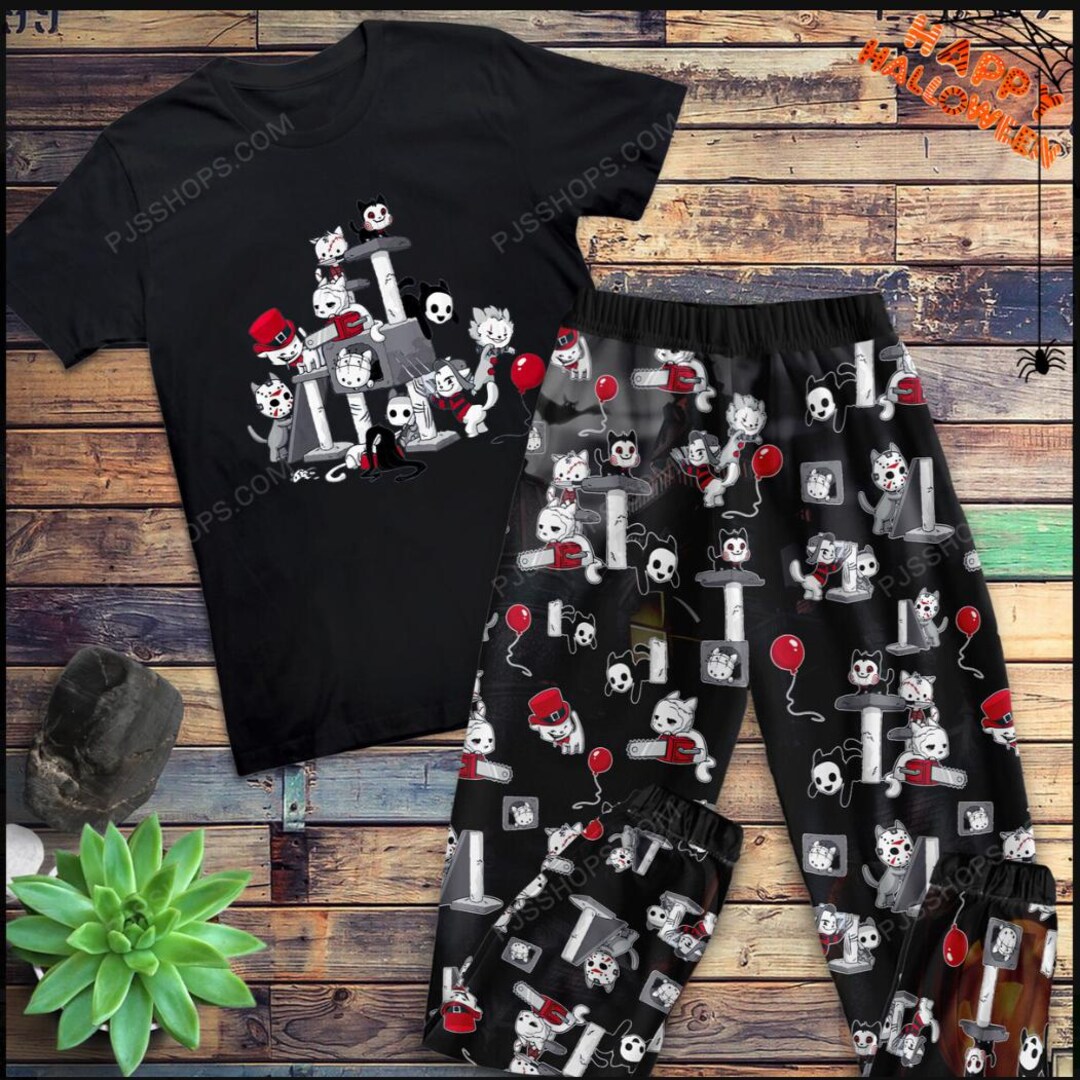 Characters Horror Movie Pajamas Set, Cats Horror Movie Pajamas Set ...