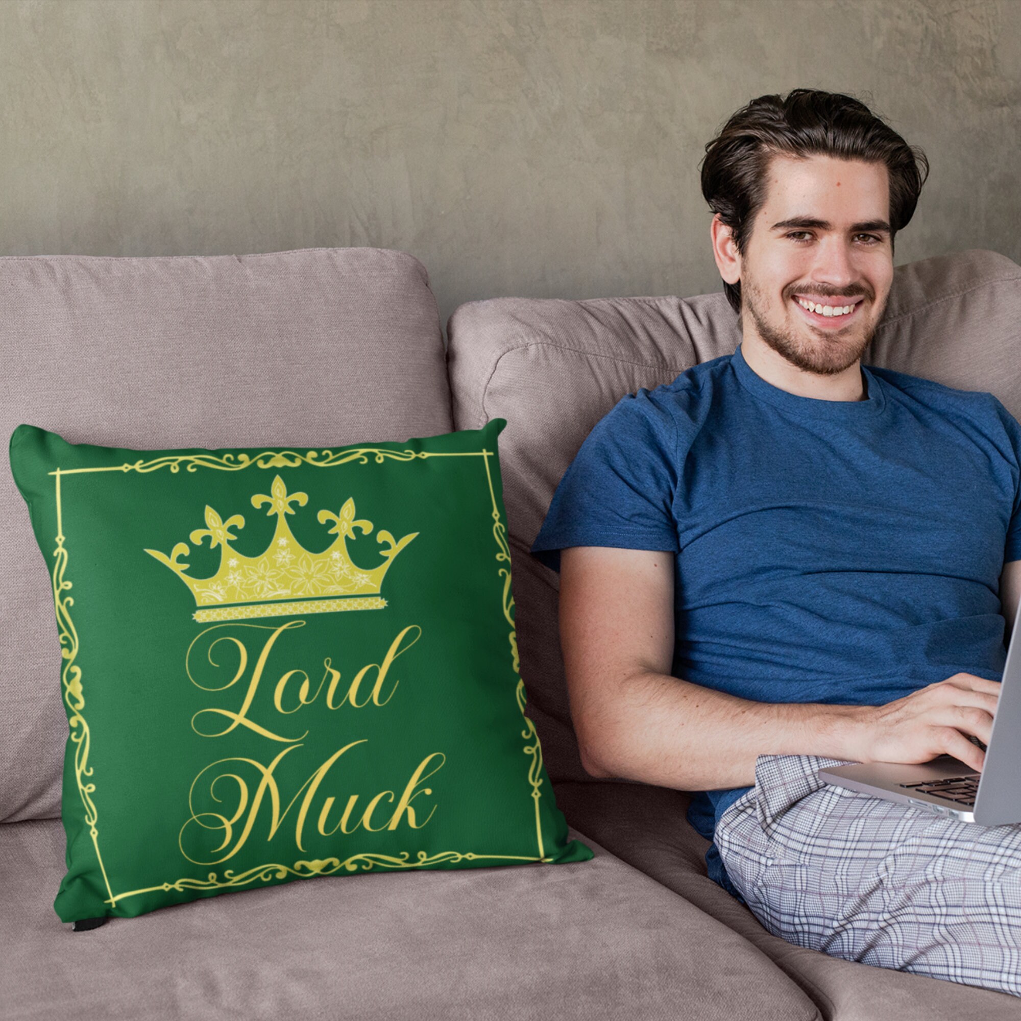 Custom Royal Crown Faux Suede Square Pillow, Personalized Name Cushion ...