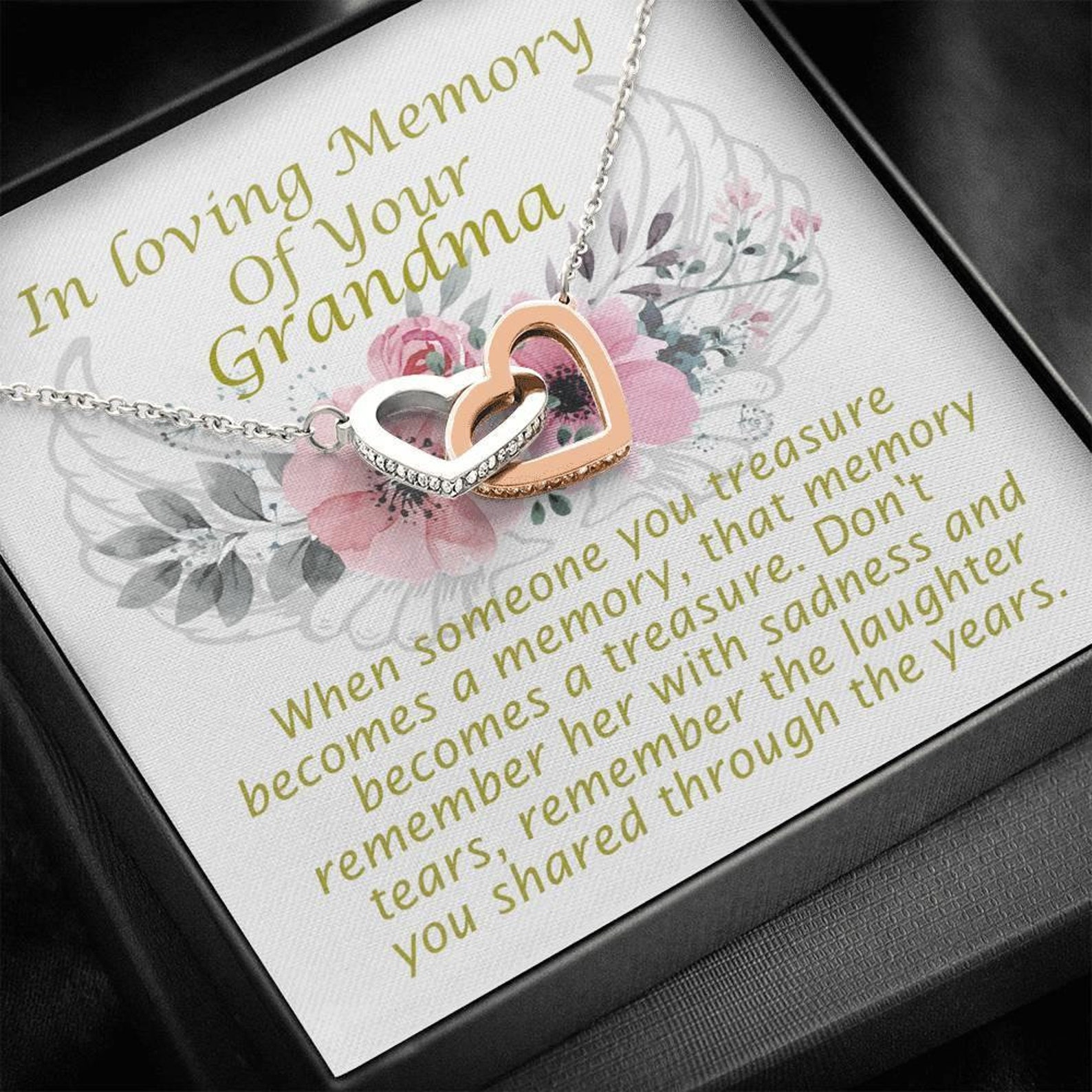 In Loving Memory of Your Grandma Interlocking Heart Necklace - Etsy UK