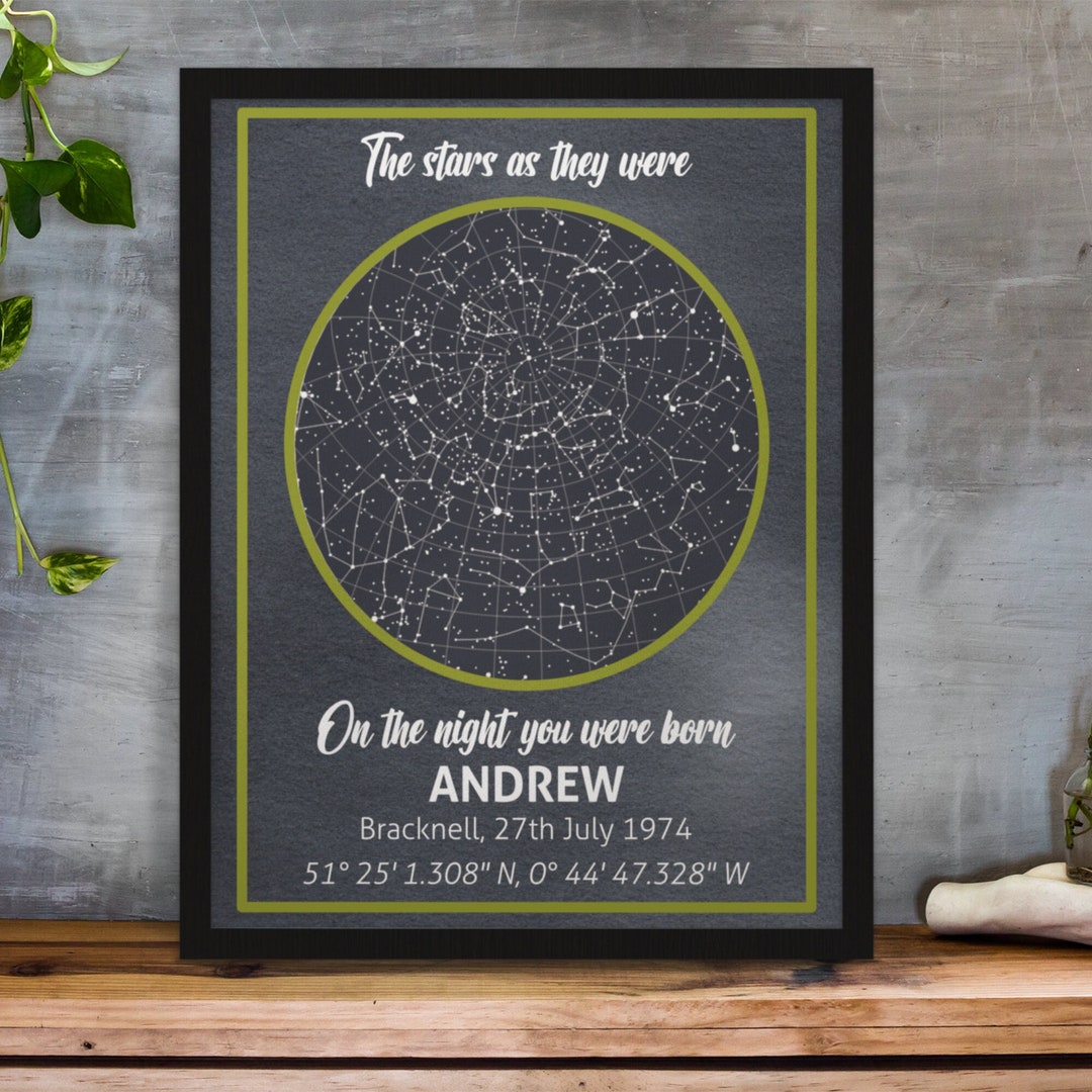 Custom Star Map Framed Poster for Birth Dates Personalized - Etsy Canada