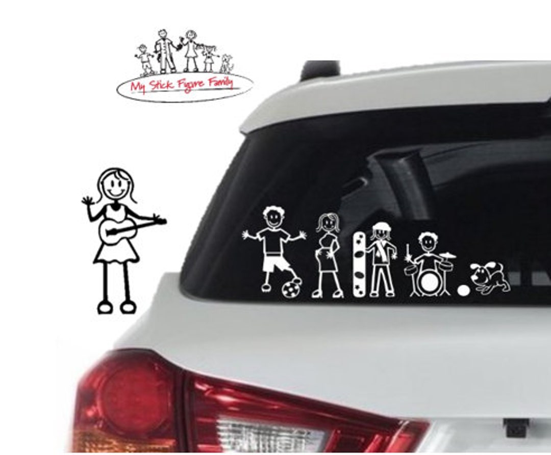 My Stick Figure Family Car Window Stickers Teen Girl Guitar - Etsy