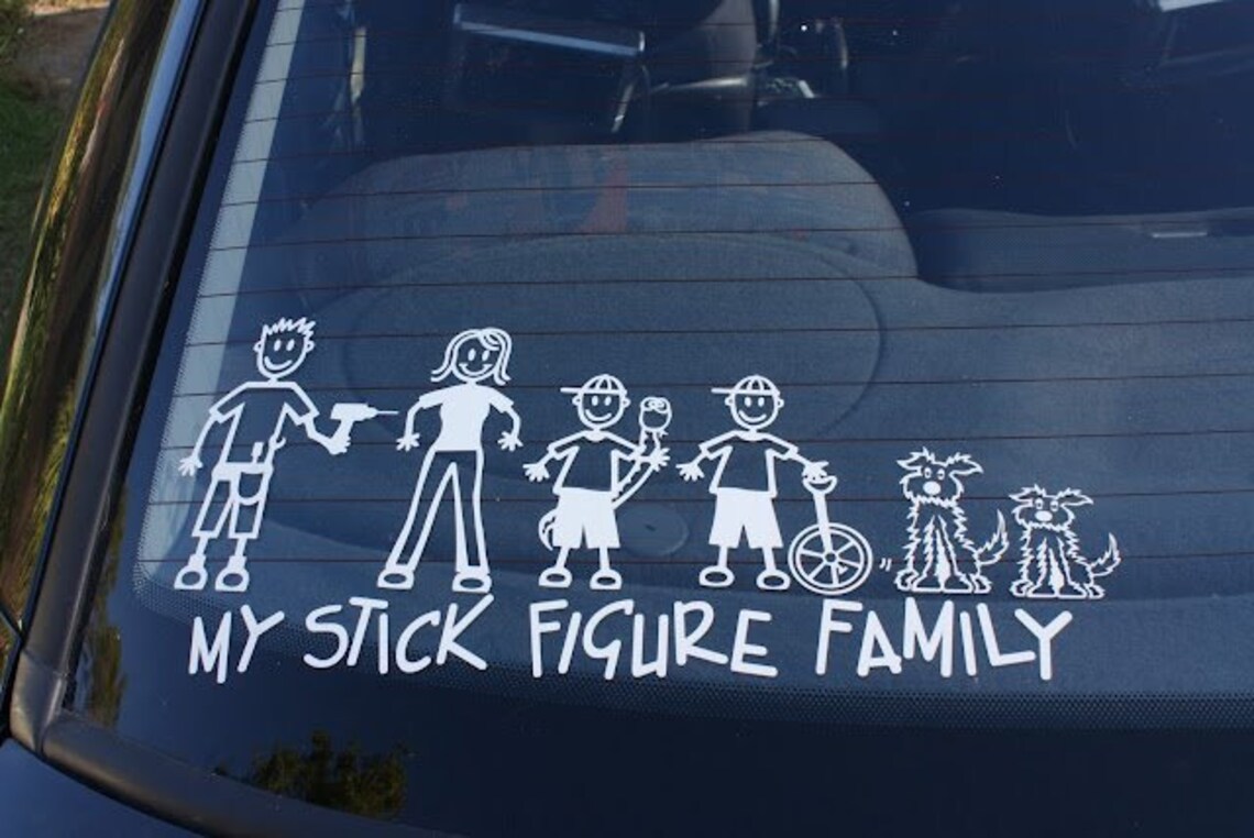 My Stick Figure Family Car Window Stickers Adult Female | Etsy