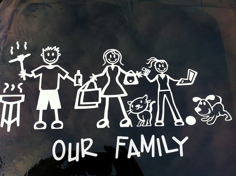 My Stick Figure Family Car Window Stickers Teen Girl Shopping | Etsy