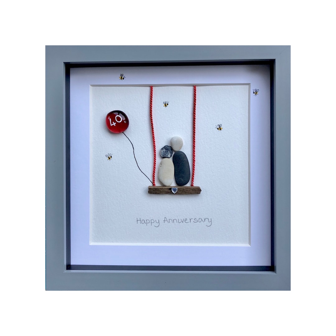 Ruby Wedding Anniversary Pebble Art, 40th Anniversary Pebble Art ...