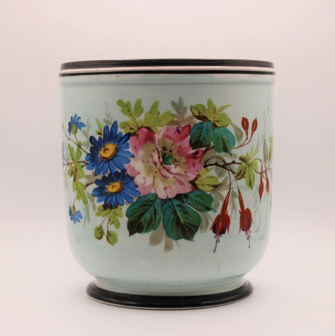 Hand Painted Porcelain Cache Pot, Late 19th Century - Etsy