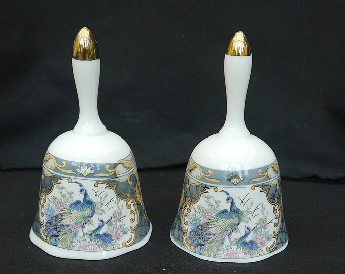 Vintage Porcelain Chinese Bells Chinese Porcelain Bell Peacocks Decor ...