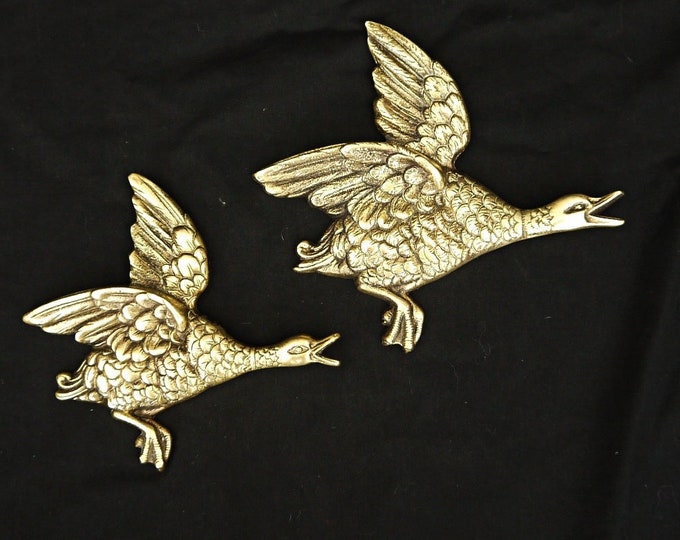 Brass Flying Birds Ducks Wall Decor Antique Set Wall Hanging Figurine ...