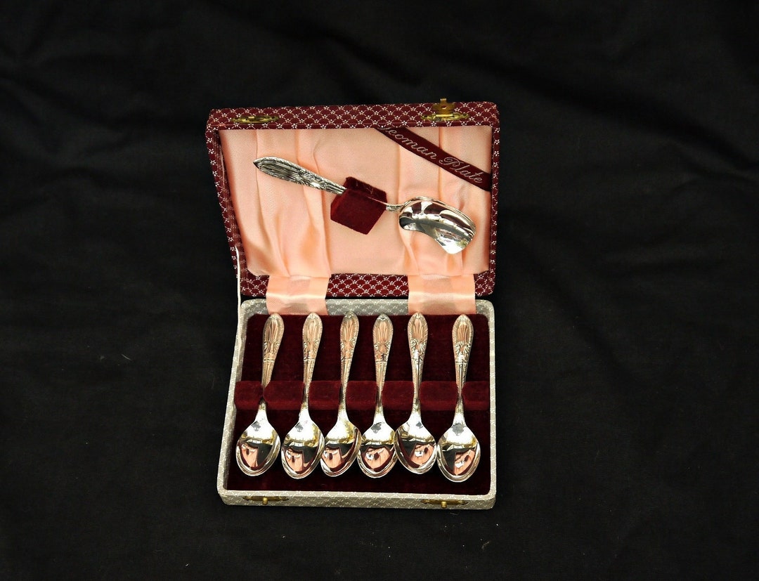 Vintage Yeoman Plate Epns Teaspoons and Sugar Spoon Set 7 Pcs With ...