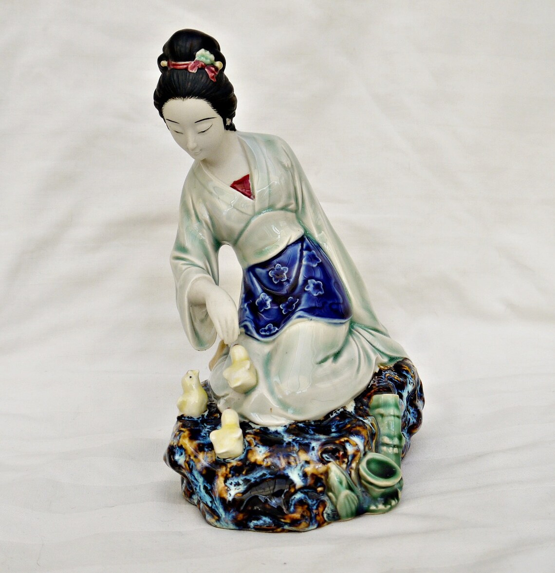 Large Statue Japanese Woman Geisha Vintage Clay and Glazed - Etsy UK