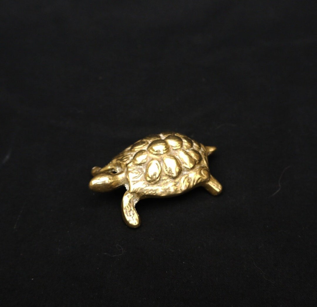 Solid Brass Small Turtle Vintage Miniature Brass Turtle Heavy Figurine ...