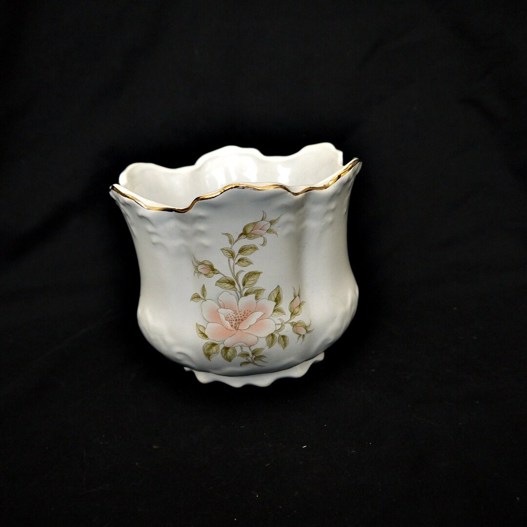 Vintage Flower Pot Bone China Imperial Staffordshire Pottery Planter ...