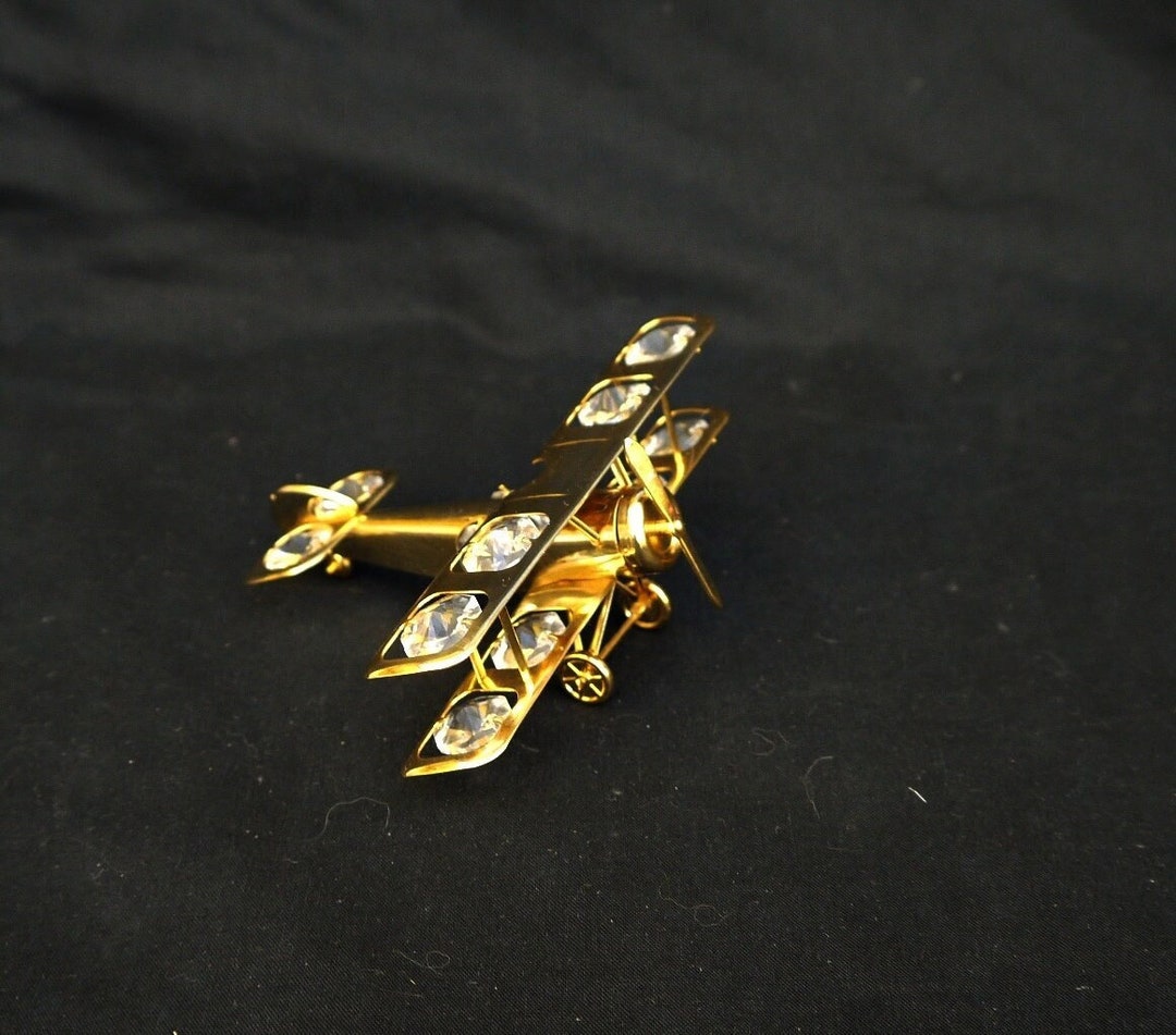 Handmade 24K Gold Plated Airplane Austrian Crystal Vintage Airplane ...