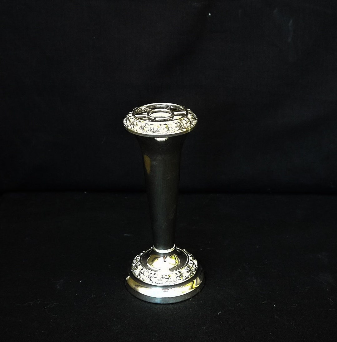 Silver Plate Rose Vase Vintage Silver Tall Rose Vase Vase Ornate ...