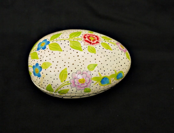 paper mache Kashmir egg jewellery box trinket box lar… - Gem