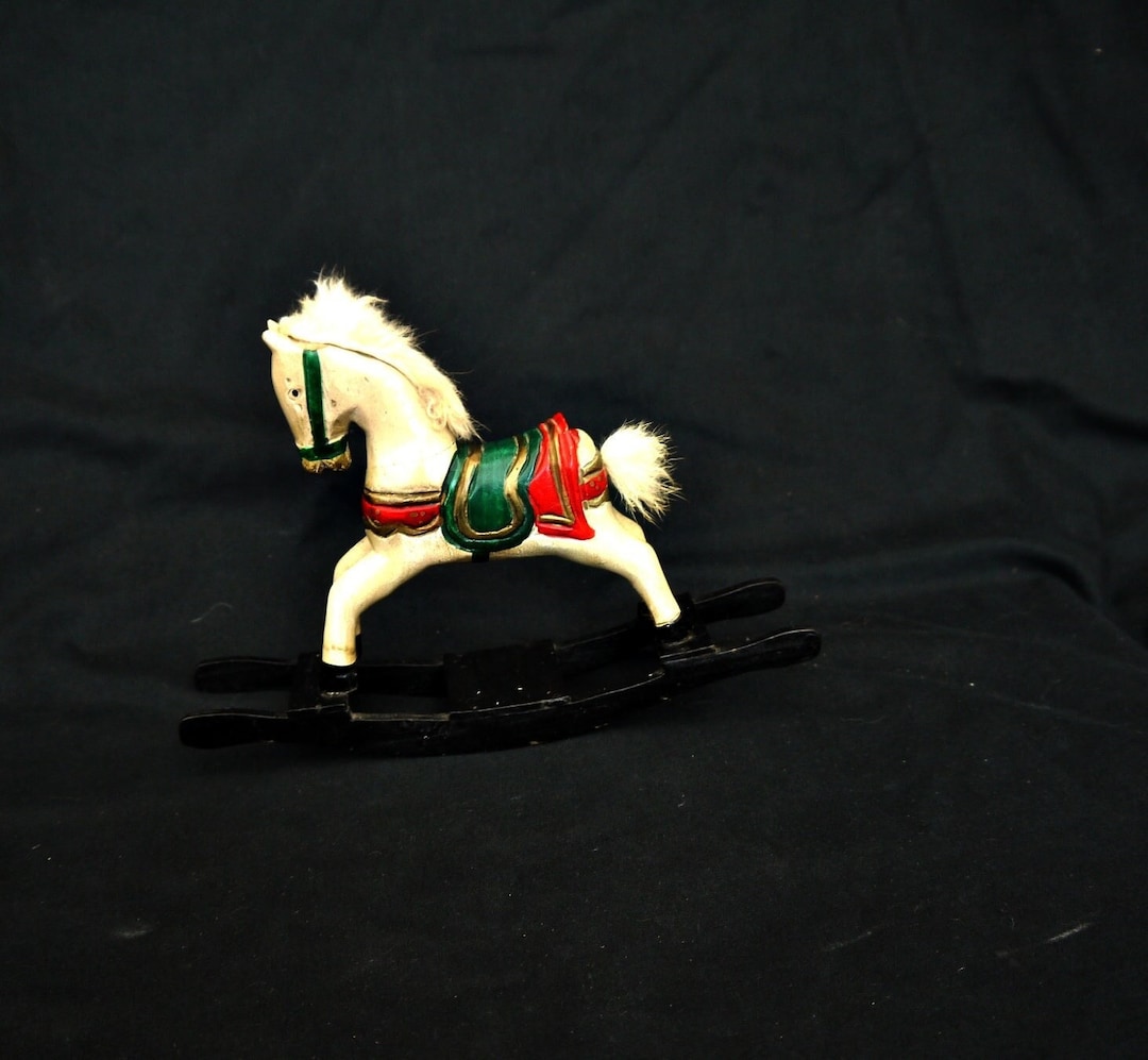 Vintage Hand Carved Wooden Rocking Horse Small Hand Crafted Rocking ...