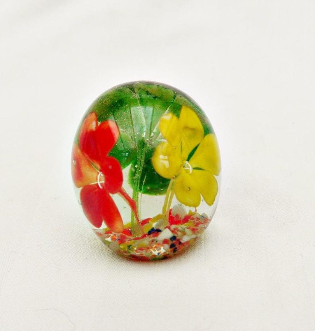 Vintage Art Glass Paperweight: Hand Blown 3D Flower Ball - Etsy
